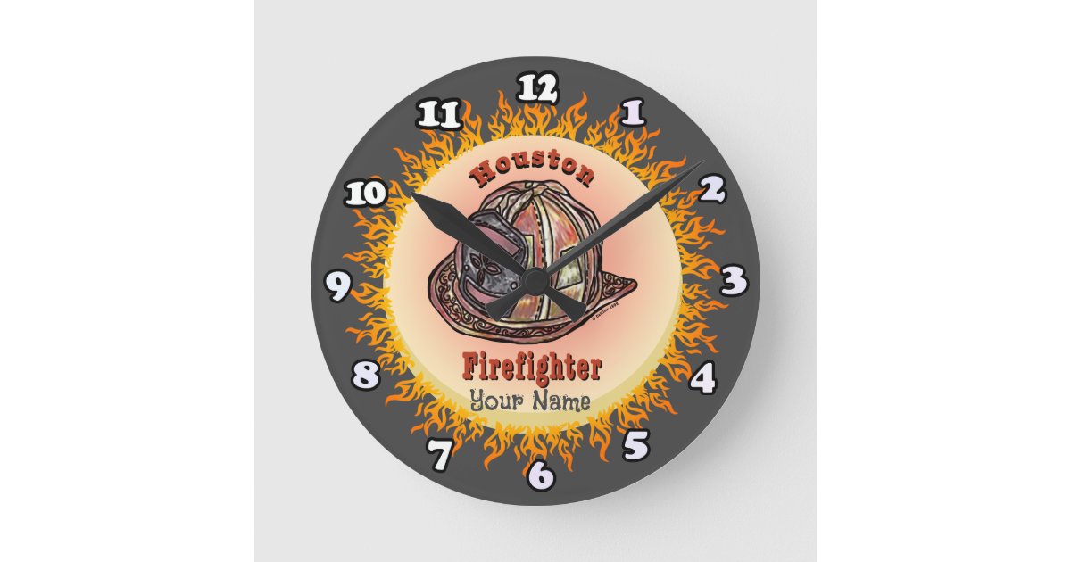 Houston Firefighter clock | Zazzle