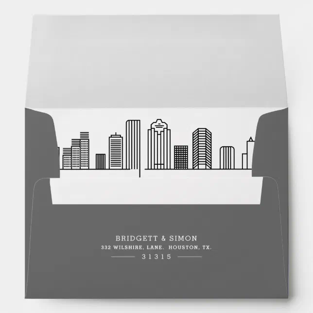 Houston Modern Deco | Skyline Reveal Envelope | Zazzle