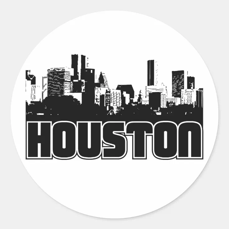 Houston Skyline Classic Round Sticker | Zazzle