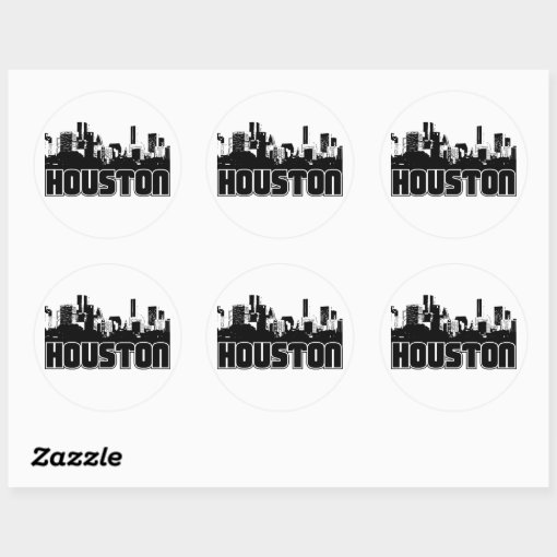 Houston Skyline Classic Round Sticker | Zazzle