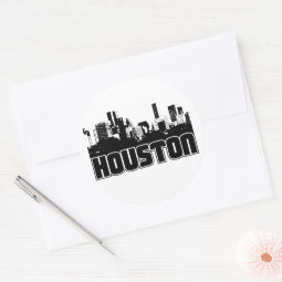 Houston Skyline Classic Round Sticker | Zazzle