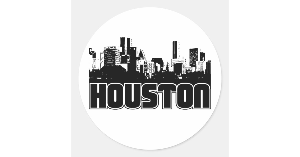 Houston Skyline Classic Round Sticker | Zazzle