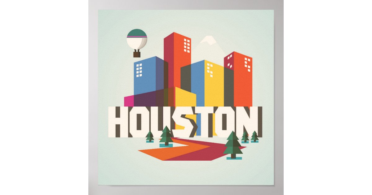 Houston, Texas | Cityscape Design Poster | Zazzle