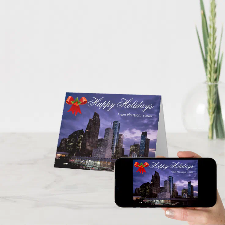 Houston Texas Happy Holidays Greeting Card | Zazzle