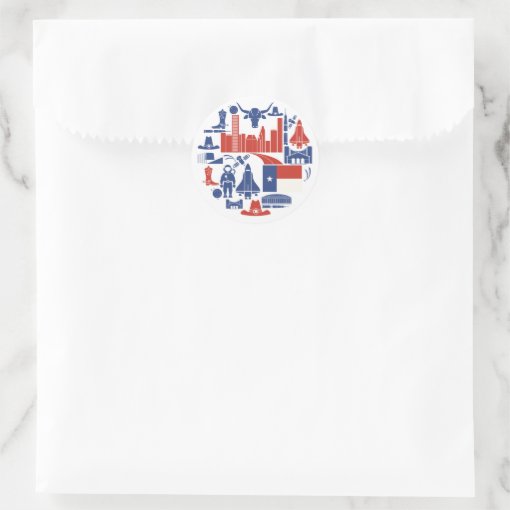 Houston Texas Icons Classic Round Sticker | Zazzle