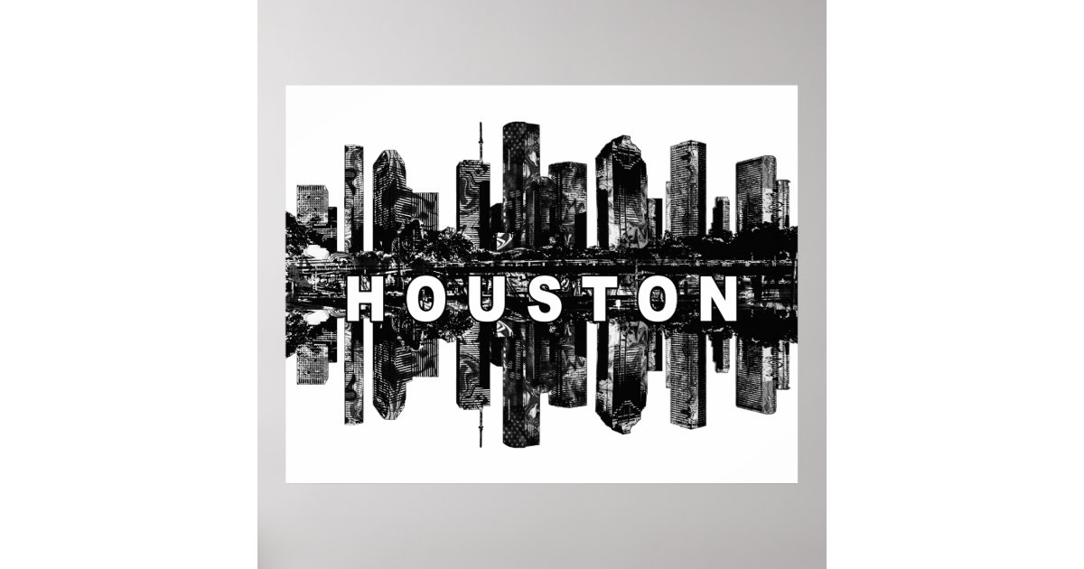 Houston, Texas in black ink Poster | Zazzle
