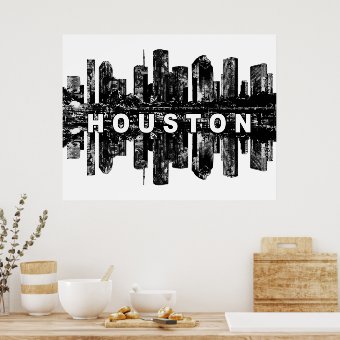 Houston, Texas in black ink Poster | Zazzle