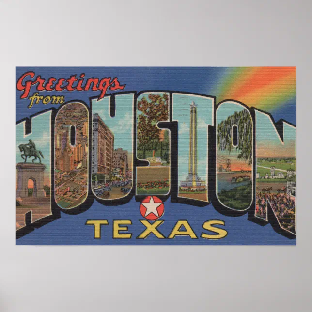 Houston, Texas - Large Letter Scenes Poster | Zazzle