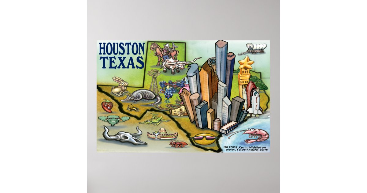 Houston TEXAS Map Poster | Zazzle