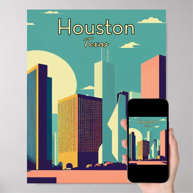 Houston Texas Minimalist Vintage Poster Art | Zazzle