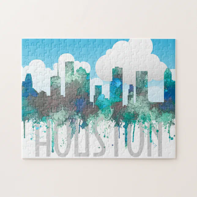 Houston, Texas Skyline - SG Jungle Jigsaw Puzzle | Zazzle