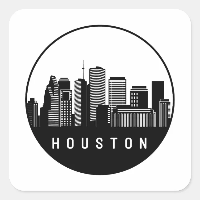 Houston Texas Skyline Square Sticker | Zazzle