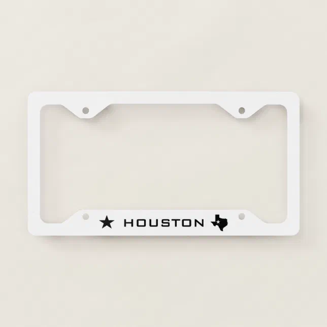 Houston Texas Star and Map White License Plate Frame | Zazzle