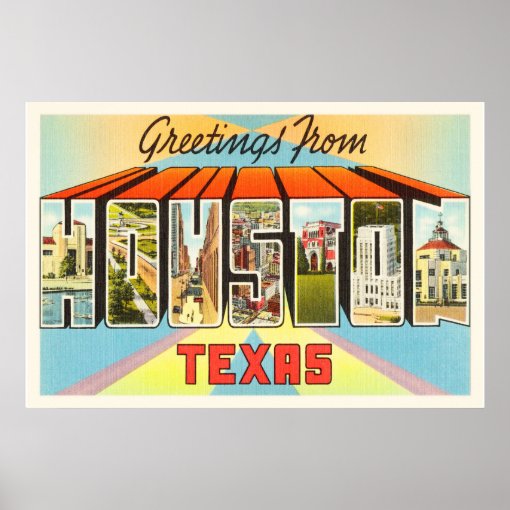 Houston Texas TX Old Vintage Travel Souvenir Poster | Zazzle