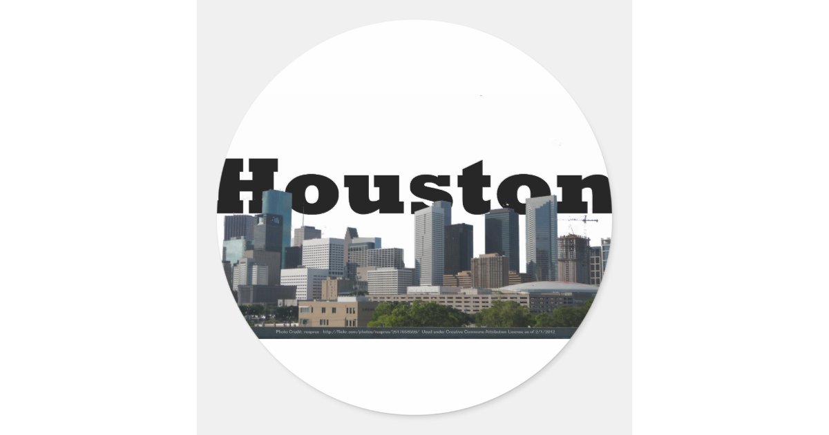 Houston, TX Skyline with Houston in the Sky Classic Round Sticker | Zazzle