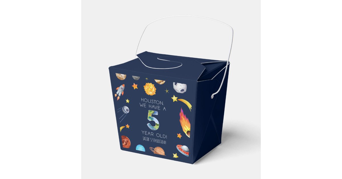 Houston We Have A 5 Year Old 5th Birthday Party Favor Boxes | Zazzle