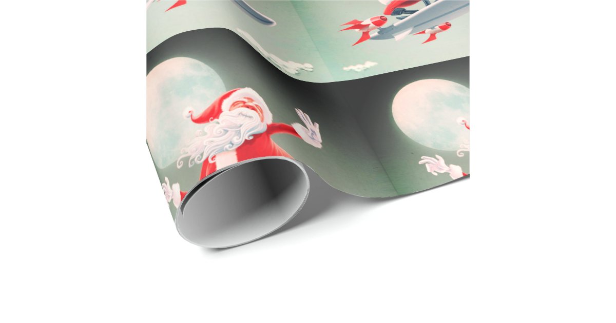 Hover Board Santa Wrapping Paper | Zazzle