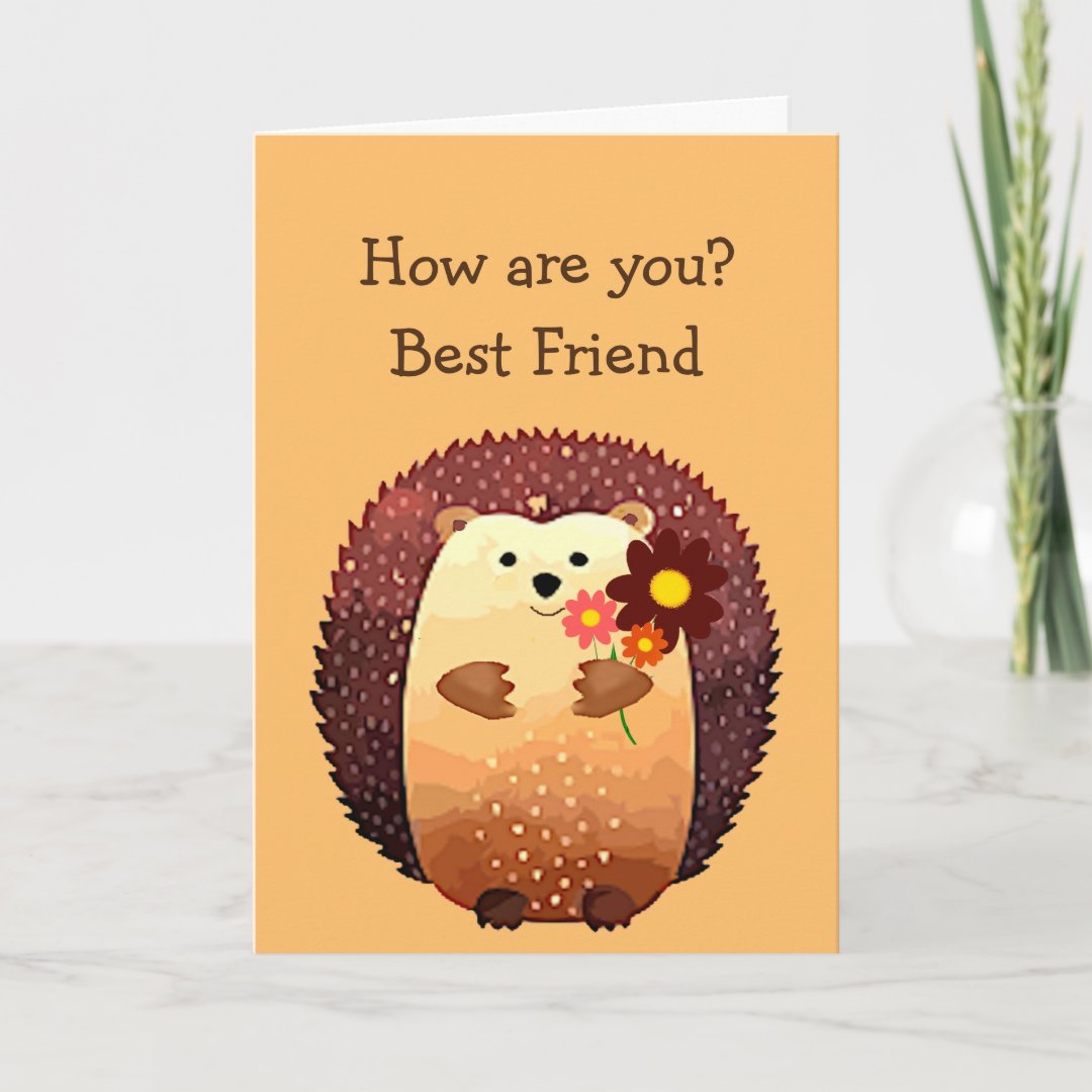 How are you Best Friend Hedgehog Hug, Hedgehug Card | Zazzle