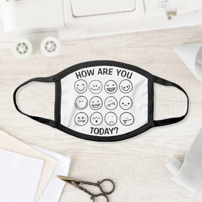 How Are You Today Emoji Emotions Facial Expression Face Mask | Zazzle