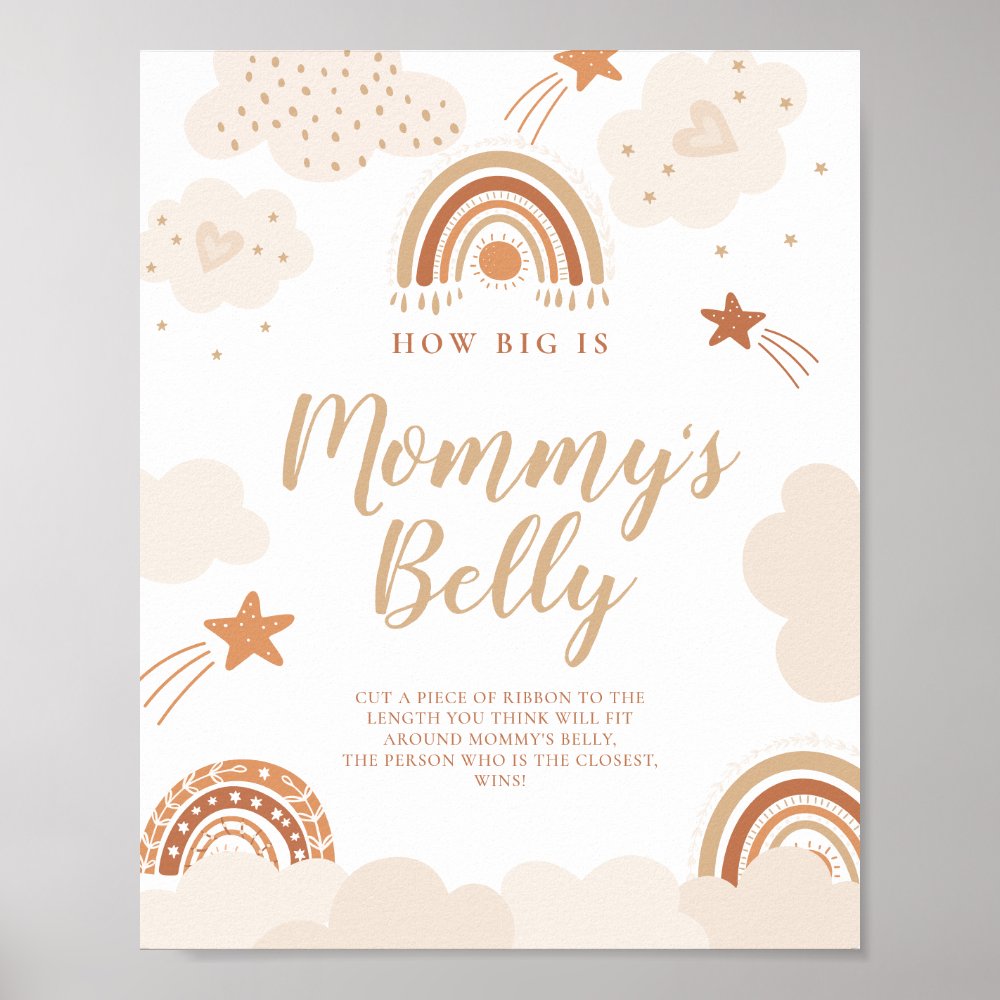 How Big is Mommy's Belly Boho Rainbow Sign - Snuggle Hamster Designs