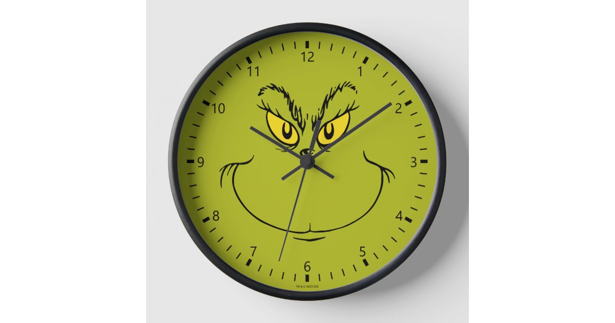 How Grinch Stole Christmas Face Clock | Zazzle
