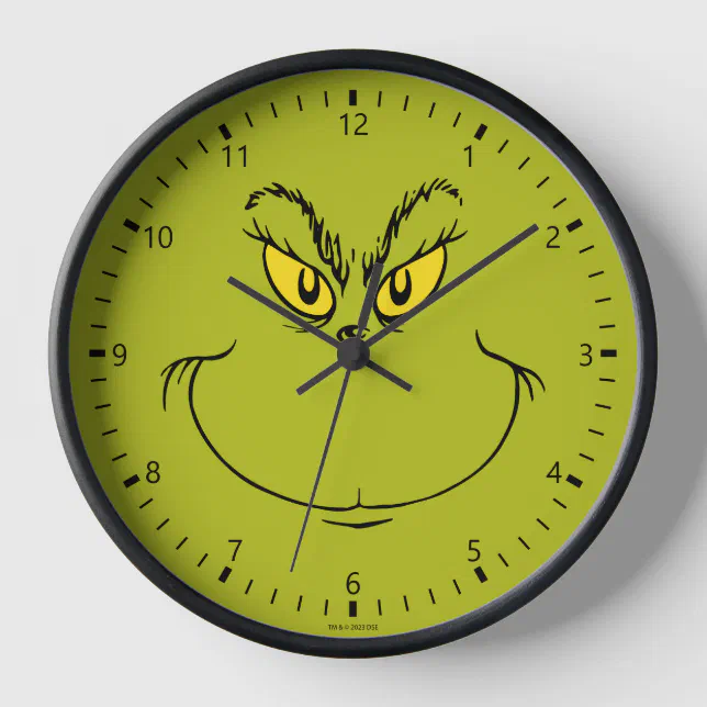 How Grinch Stole Christmas Face Clock | Zazzle