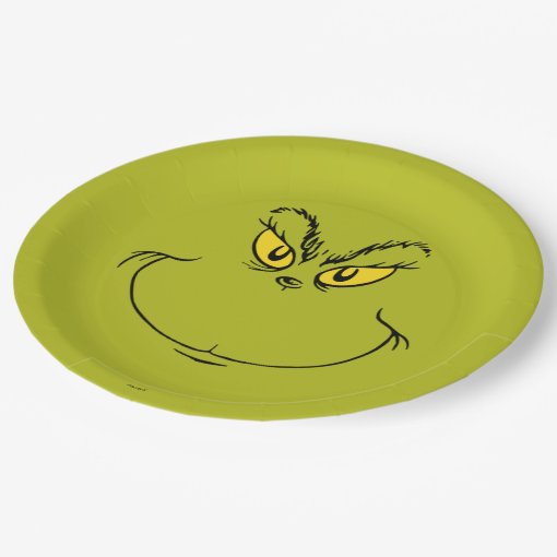 How Grinch Stole Christmas Face Paper Plates | Zazzle