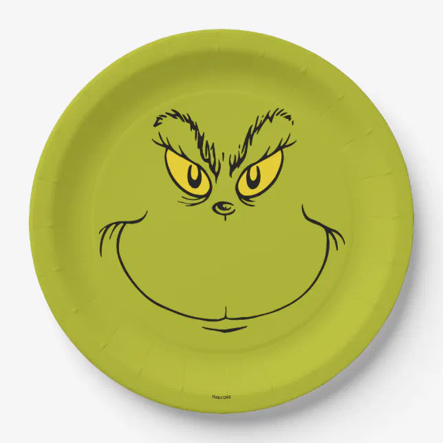 How Grinch Stole Christmas Face Paper Plates | Zazzle