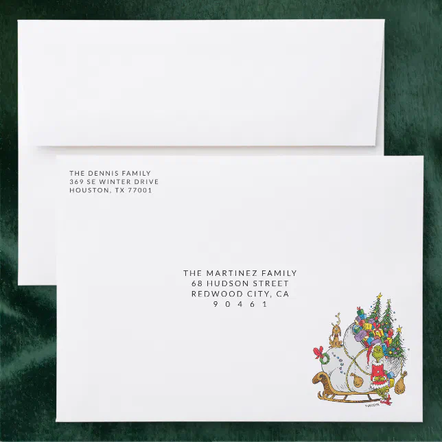 How Grinch Stole Christmas Sleigh Addressed Envelopes | Zazzle