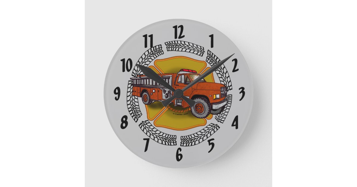 How I Roll Firefighter clock | Zazzle