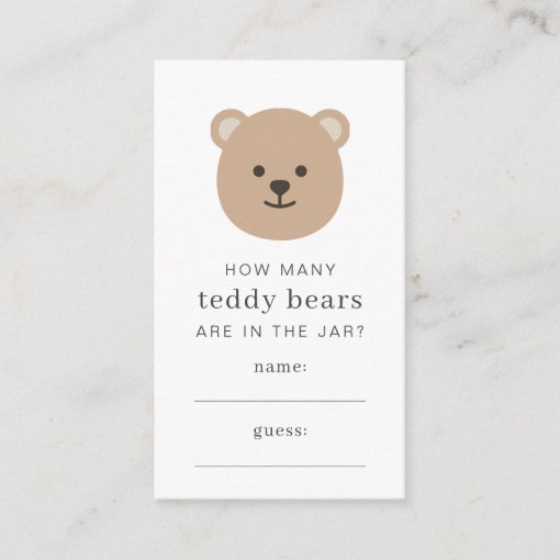How Many Bears in The Jar - Bear Face Enclosure Card | Zazzle