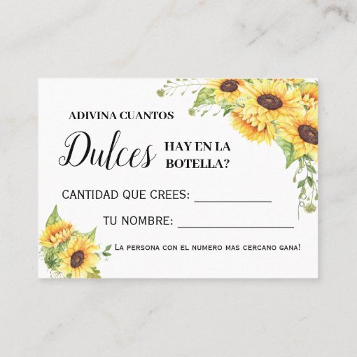 How many candies game english spanish shower card | Zazzle