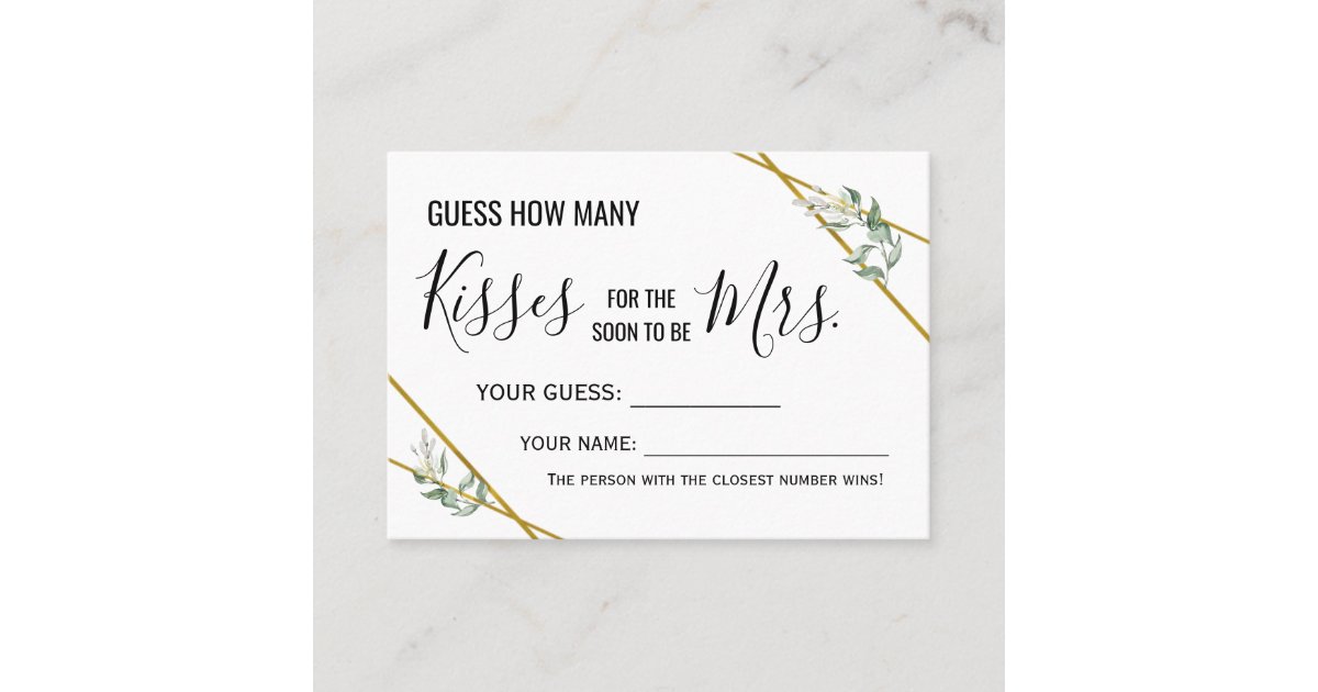 How many kisses for the soon to be Mrs game card | Zazzle