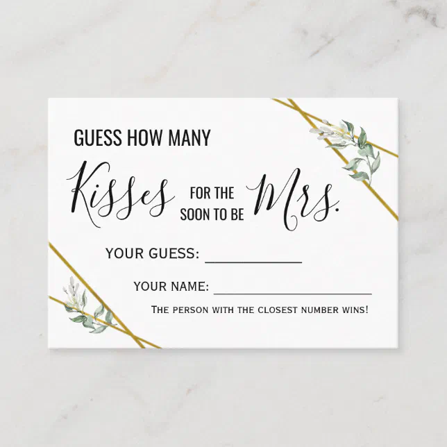 How many kisses for the soon to be Mrs game card | Zazzle