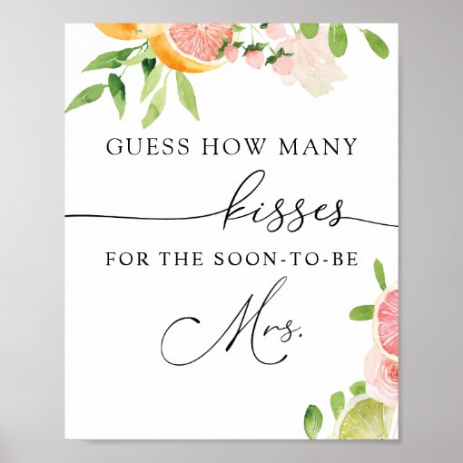 How Many Kisses for the Soon to be Mrs Sign | Zazzle