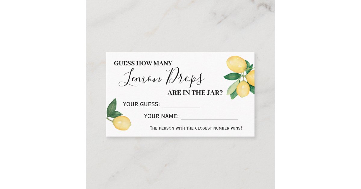 How Many Lemon Drops Bridal Shower Game card | Zazzle