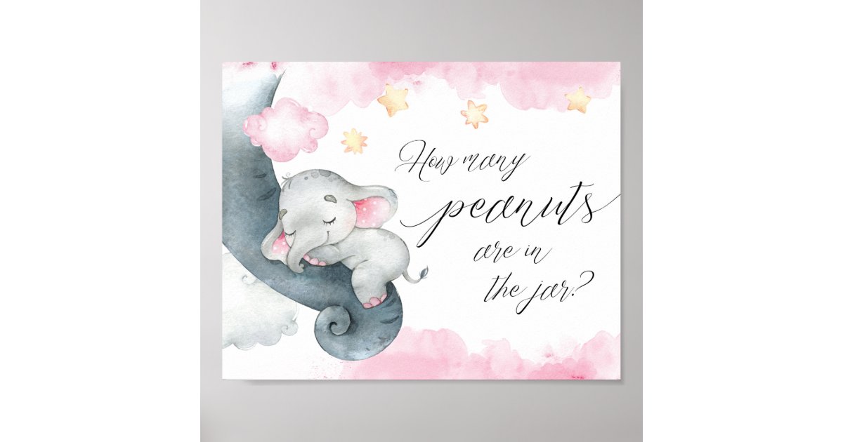 How many peanuts mommy baby elephant pink white poster | Zazzle How many peanuts mommy baby elephant pink white poster | Zazzle