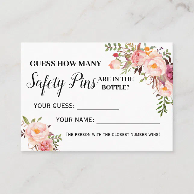 How many safety pins game bilingual shower card | Zazzle