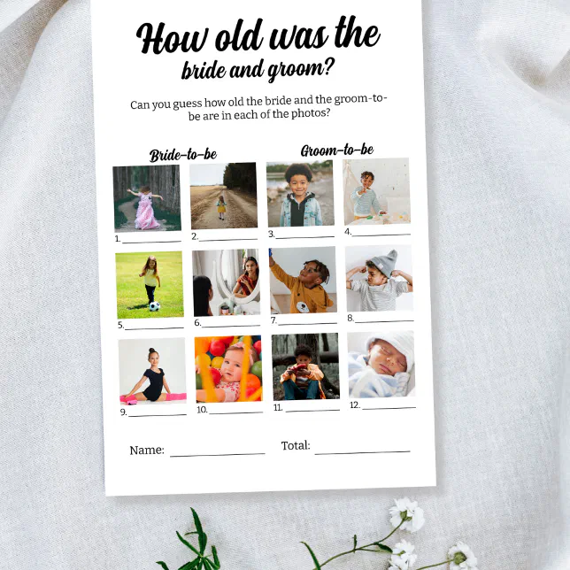 How Old Was Bride And Groom Wedding Guessing Game Flyer | Zazzle