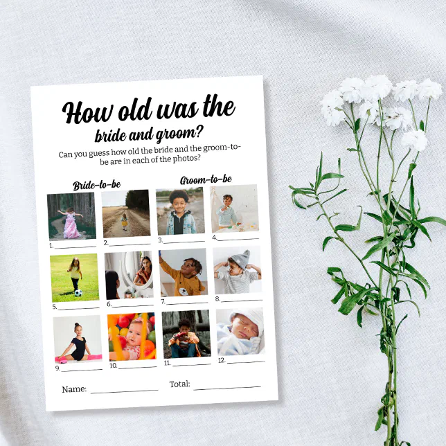How Old Was The Bride And Groom Photo Wedding Game Card | Zazzle