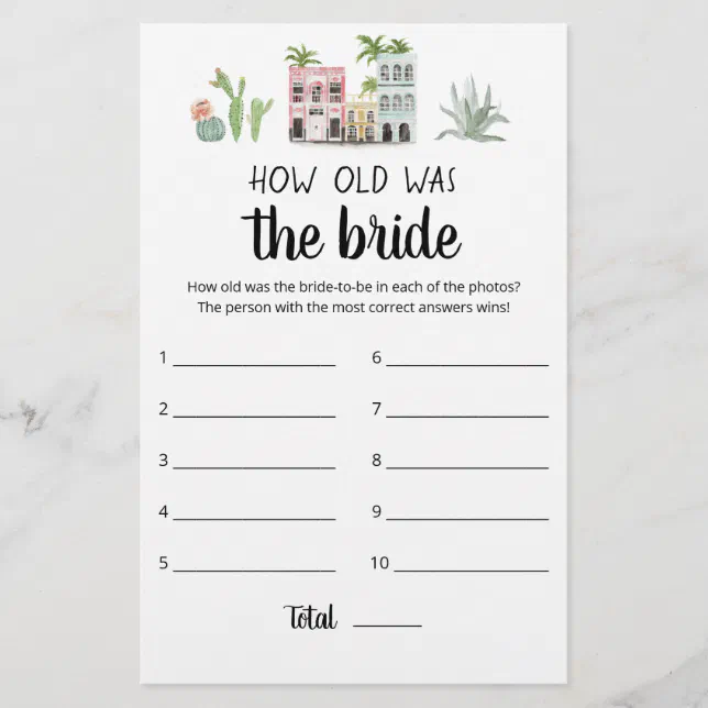 How Old Was The Bride game | Zazzle