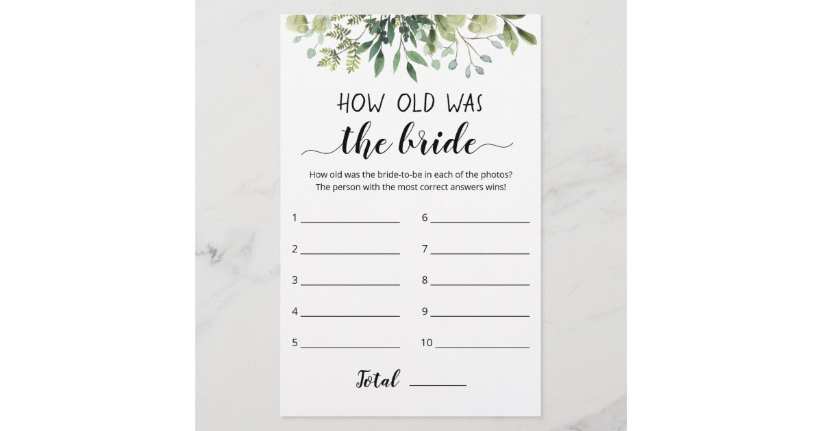 How Old Was The Bride Game | Zazzle
