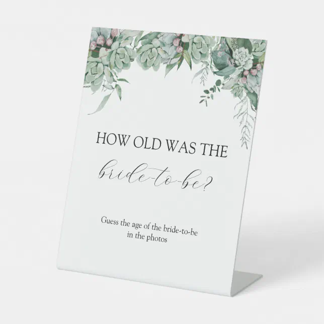 How Old was the Bride to Be Bridal Shower Game Ped Pedestal Sign | Zazzle