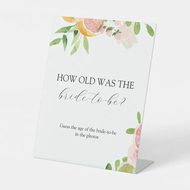 How Old was the Bride to Be Bridal Shower Game Ped Pedestal Sign | Zazzle