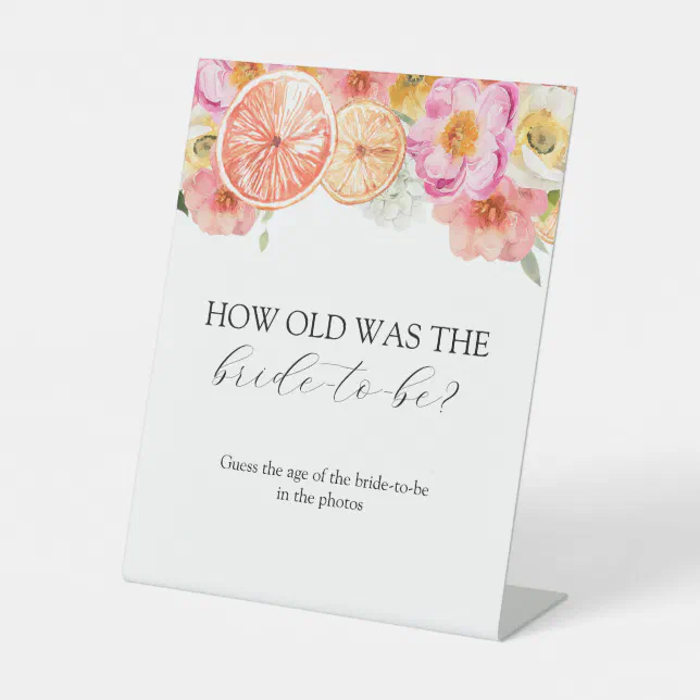 How Old was the Bride to Be Bridal Shower Game Pedestal Sign | Zazzle