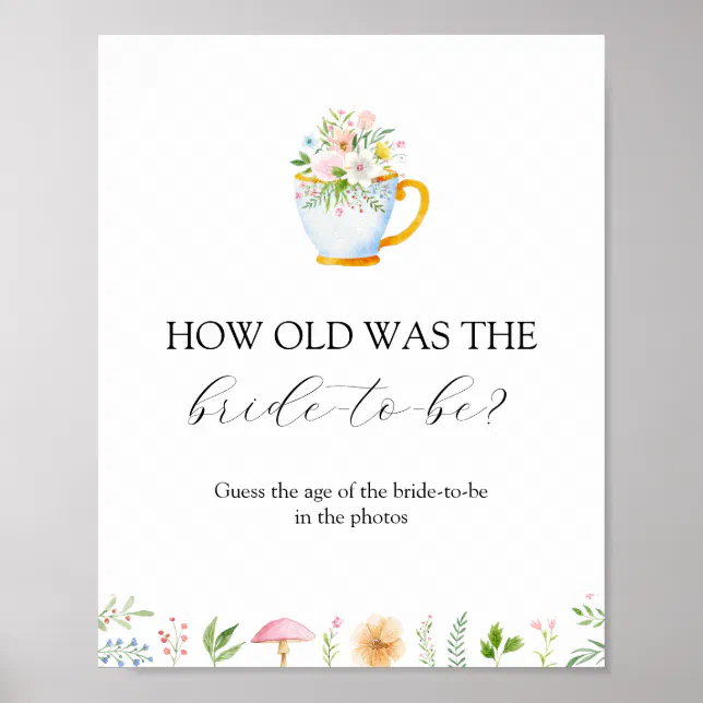 How Old was the Bride to Be Bridal Shower Game Poster | Zazzle