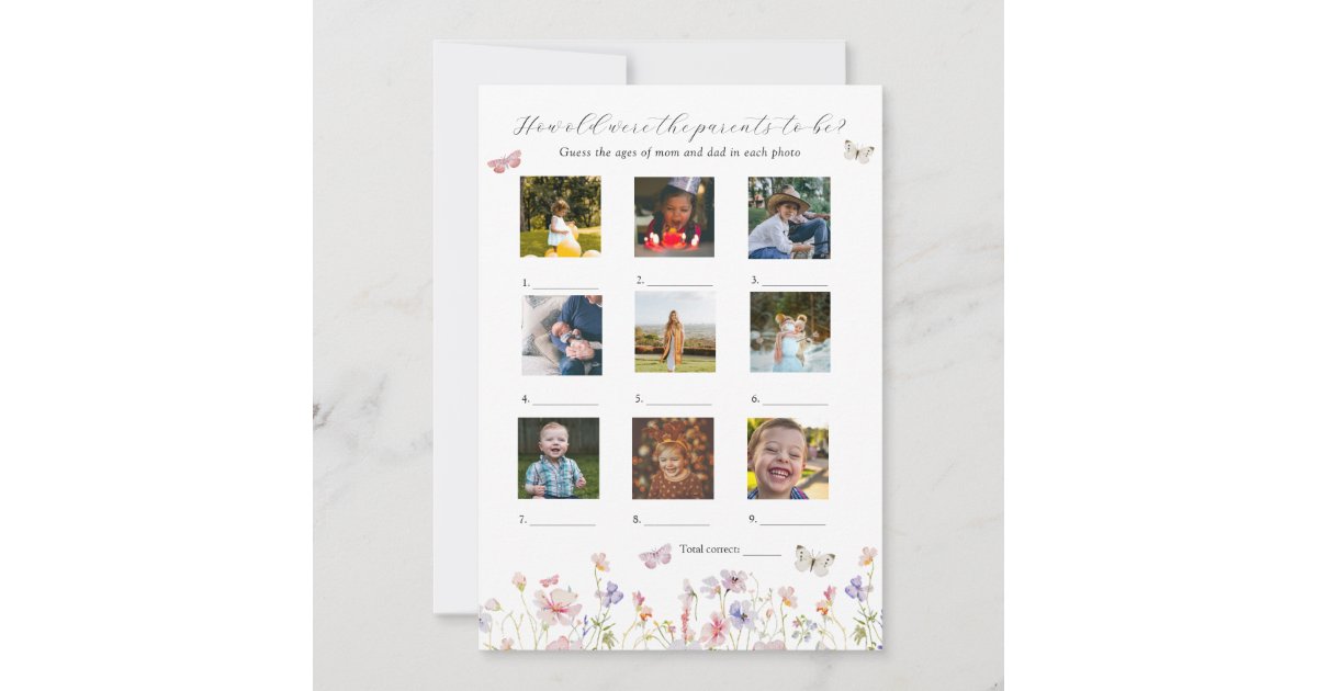 How Old Were They Baby Shower Game Card | Zazzle