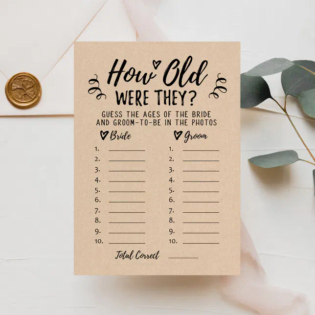 How old were they Bridal Shower or Hen Party Card | Zazzle