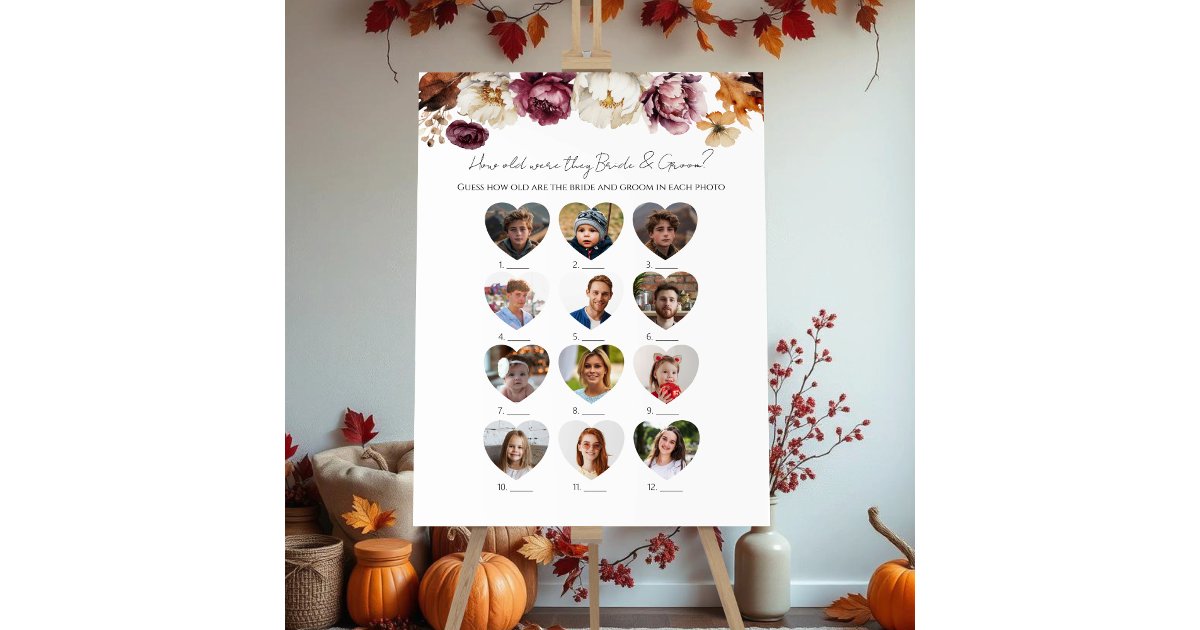 How Old Were They Bride & Groom Bridal Shower Sign | Zazzle