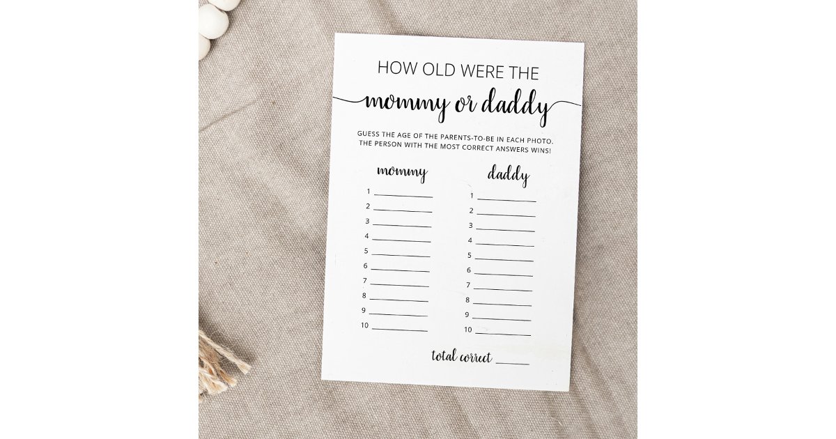 How old were they game Baby Shower party Card | Zazzle
